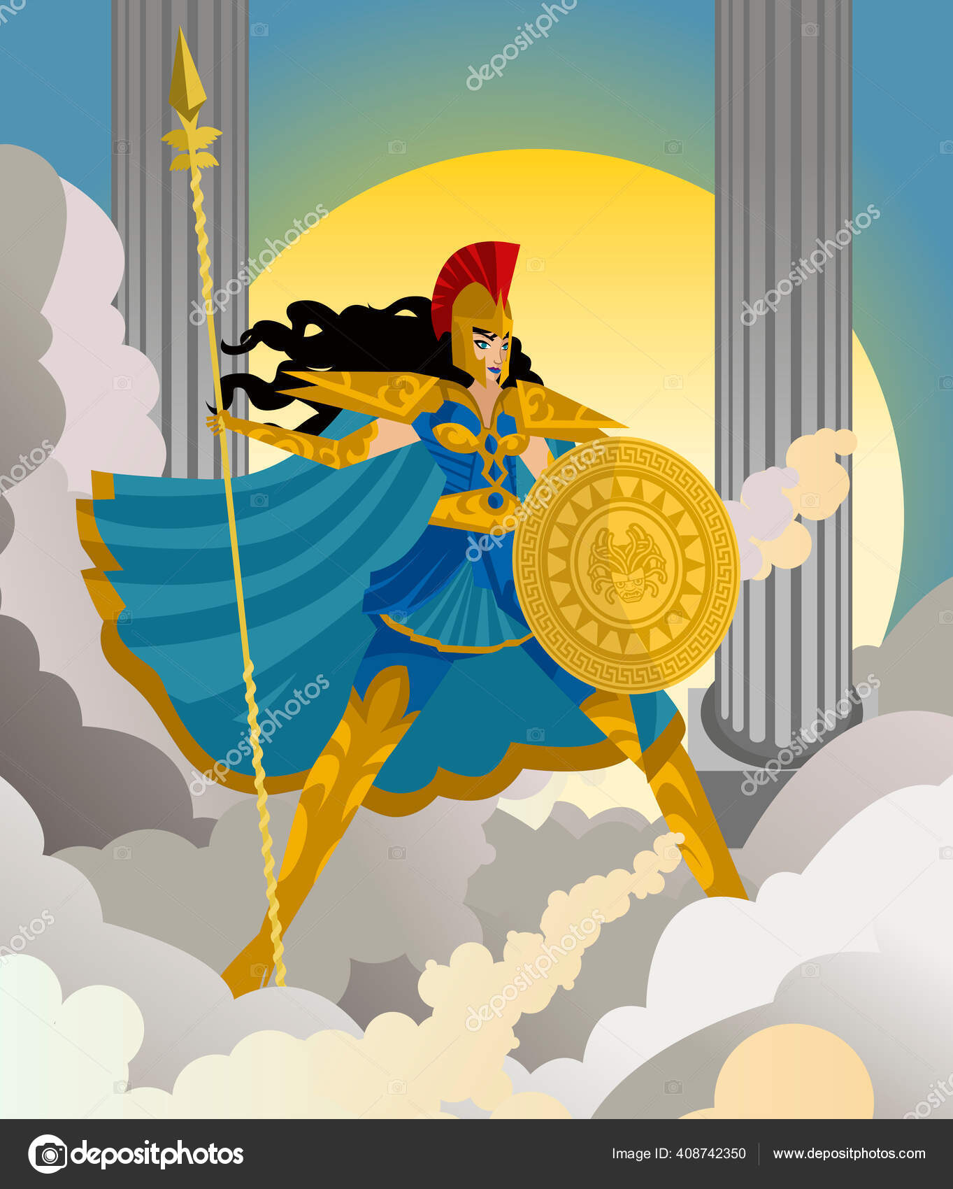 Palas Athena Minerva านานเทพธ ภาพเวกเตอร์สต็อกโดย ©matintheworld 408742350