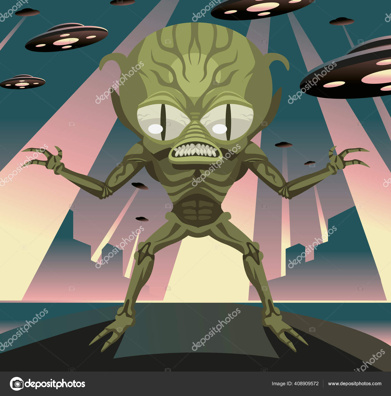 Evil Space Invader Alien Ufo Stock Vector by ©matintheworld 408909572