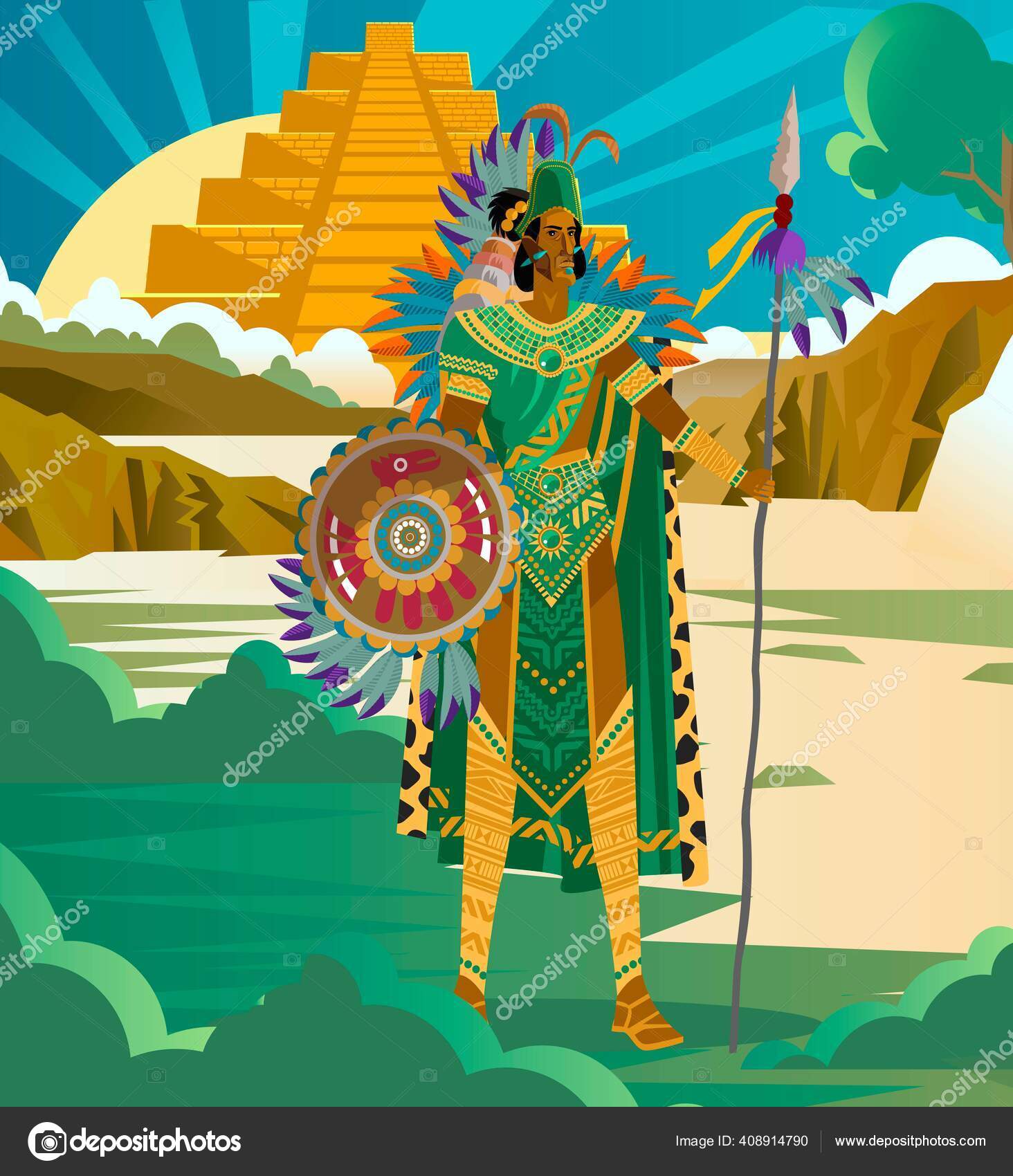 Aztec Priest Drawing