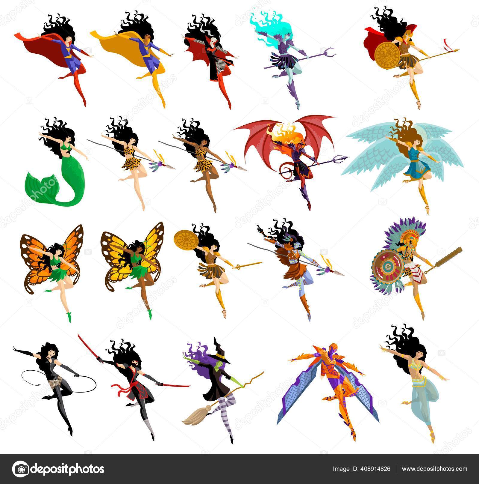Action Woman Characters Collection Stock Vector by ©matintheworld ...