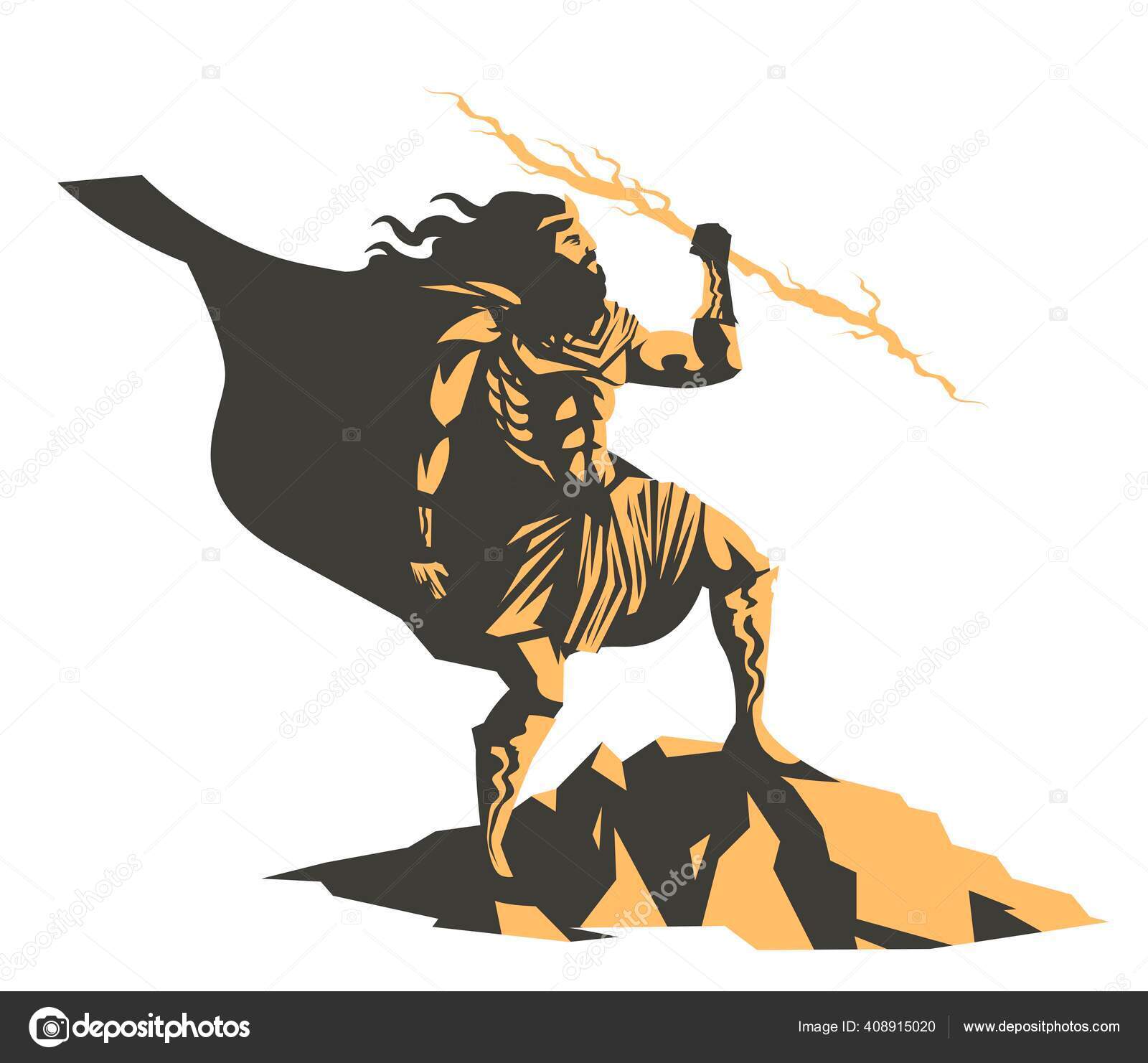 Zeus Throwing Lightning Bolt Clipart