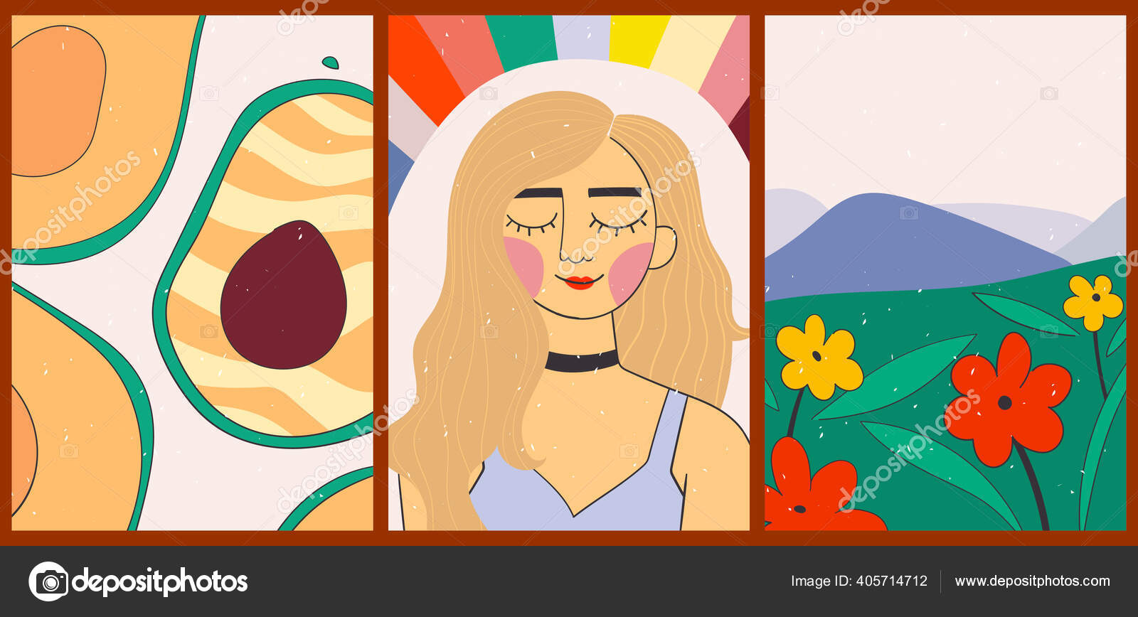 Bright Trendy Contrasting Posters Set Modern Backgrounds Your Social ...