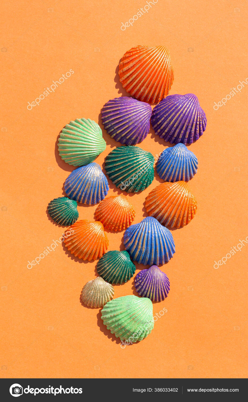 Conchas Almejas Pintadas Diferentes Colores Pintura Acrílica Tempera ...