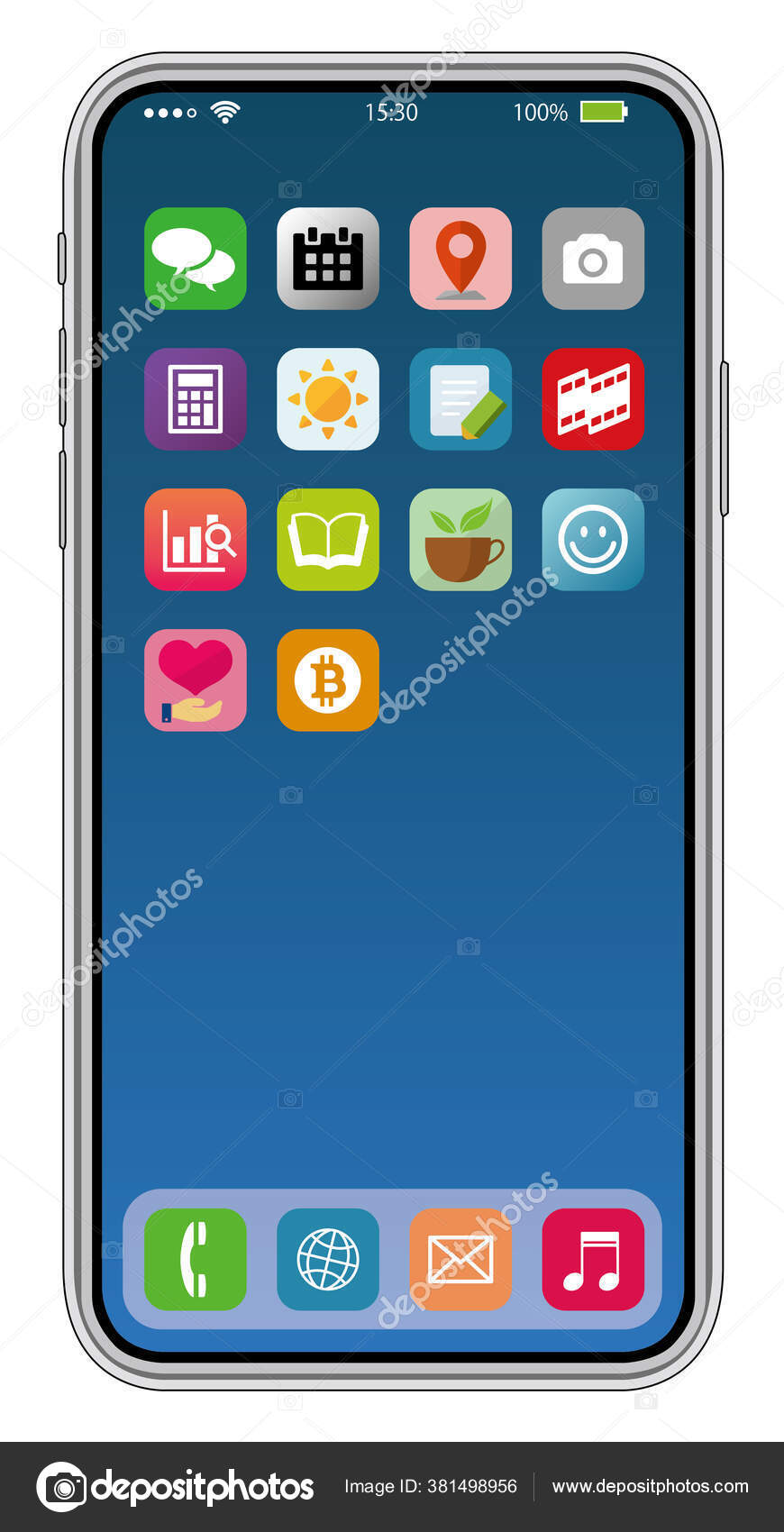 Ilustración Común Del Marco Del Smartphone Iconos Originales Aplicación ...