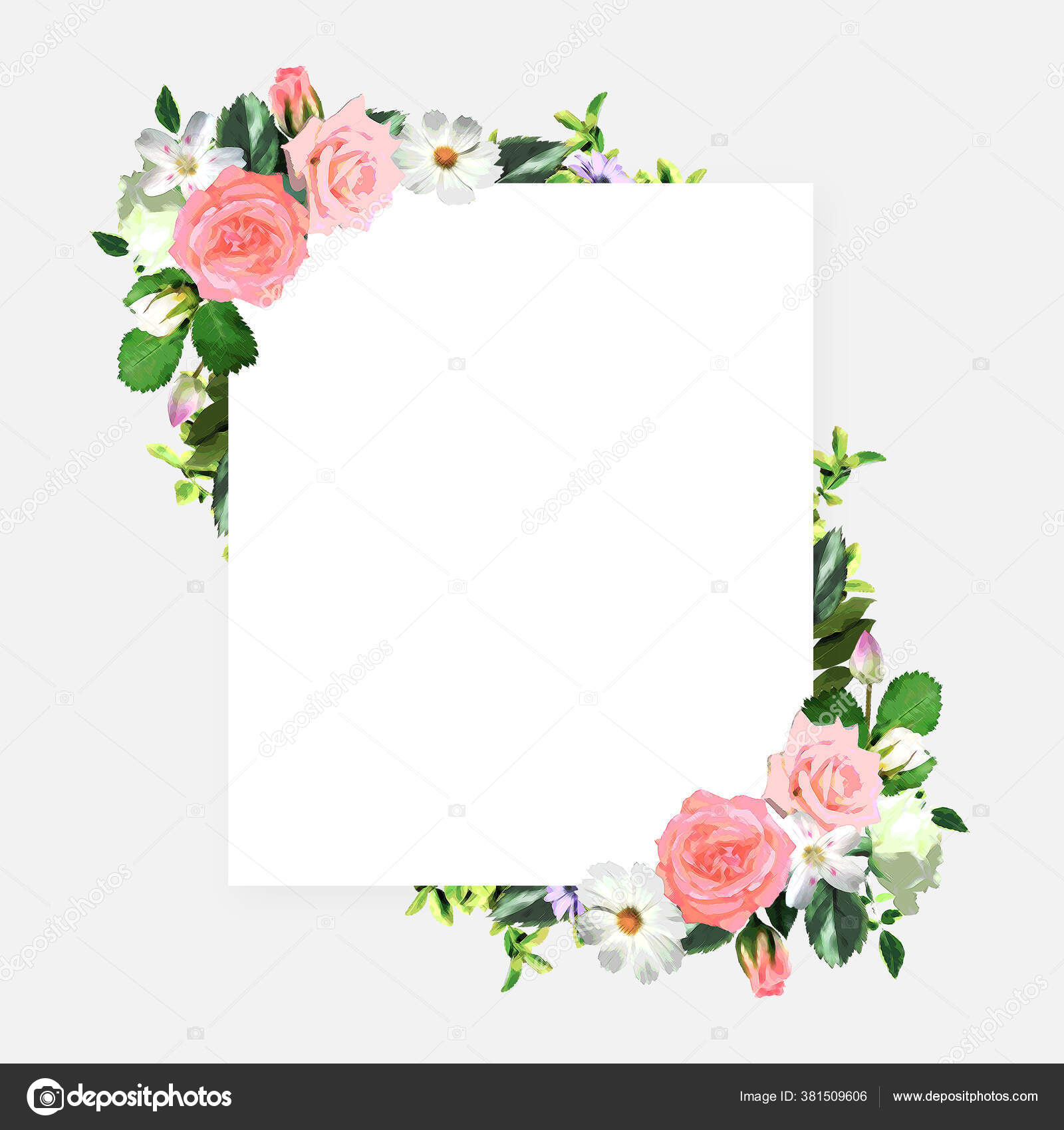 Floral Square Wreath Frame Template Stock Illustration by ©barks #381509606