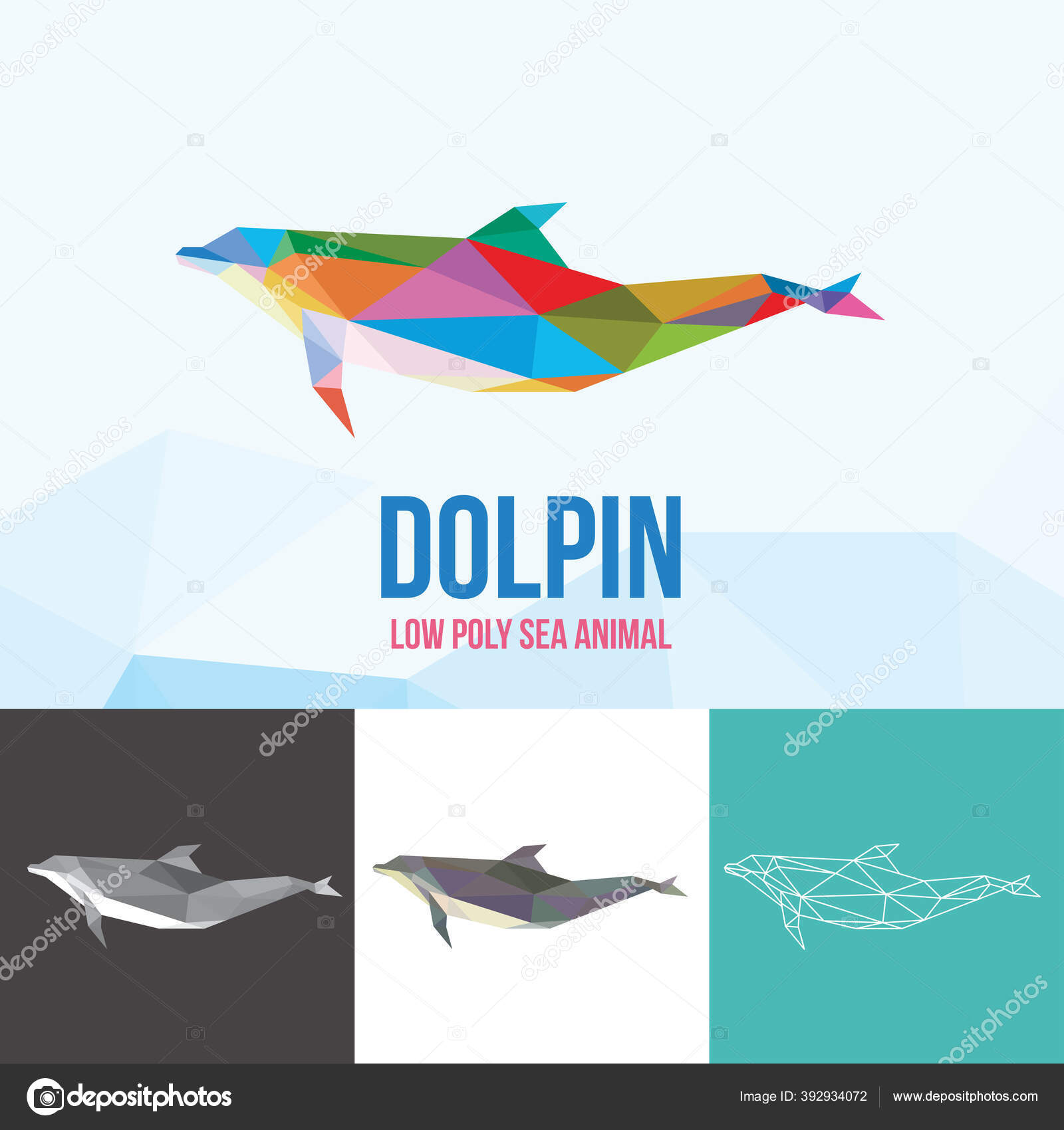 Dolphin Sea Animals Low Poly Pop Art Logo Icon Symbol Stock Vector ...