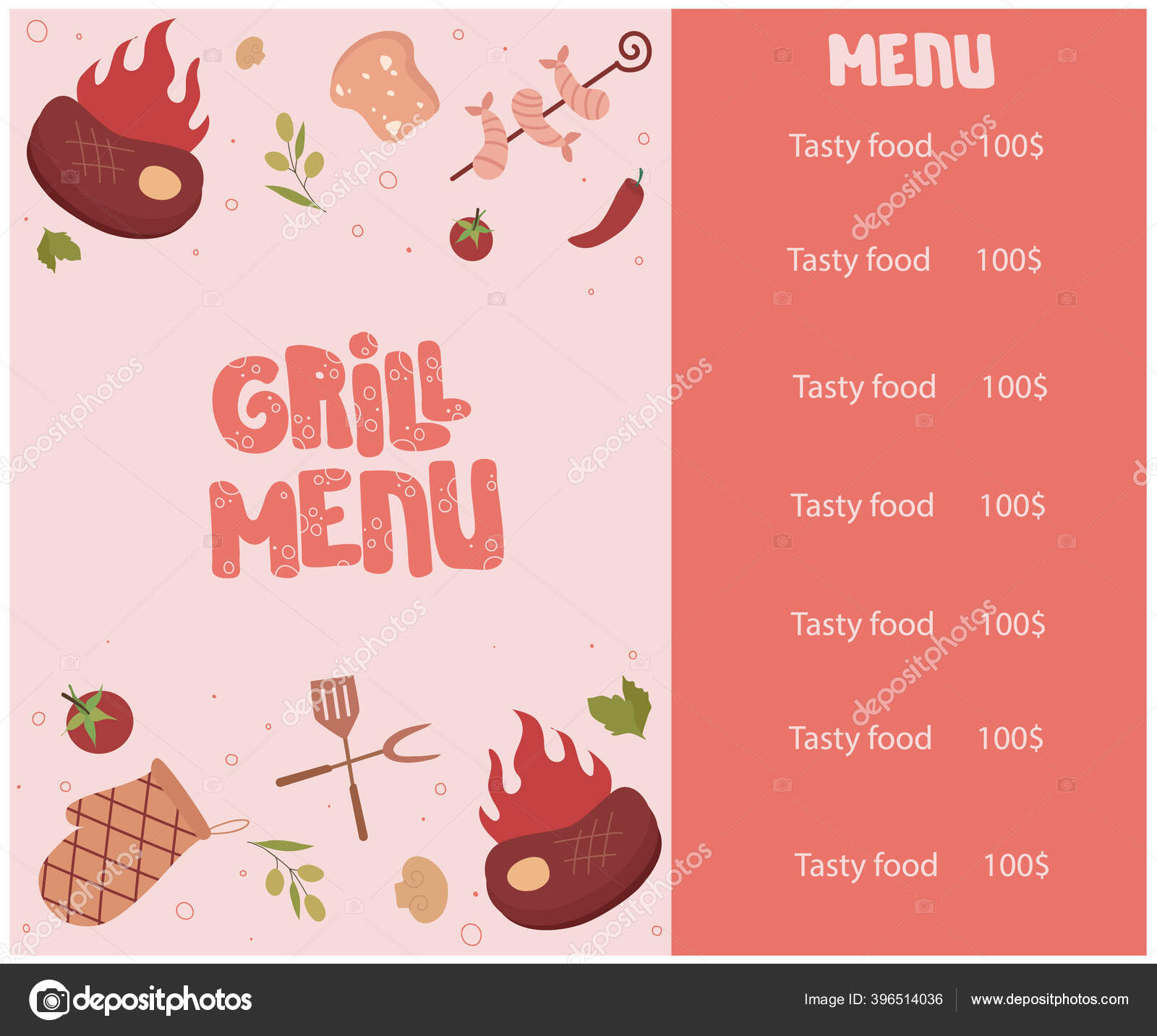 Template Grill Menu Vector Illustration Place Your Text Stock Vector by ...