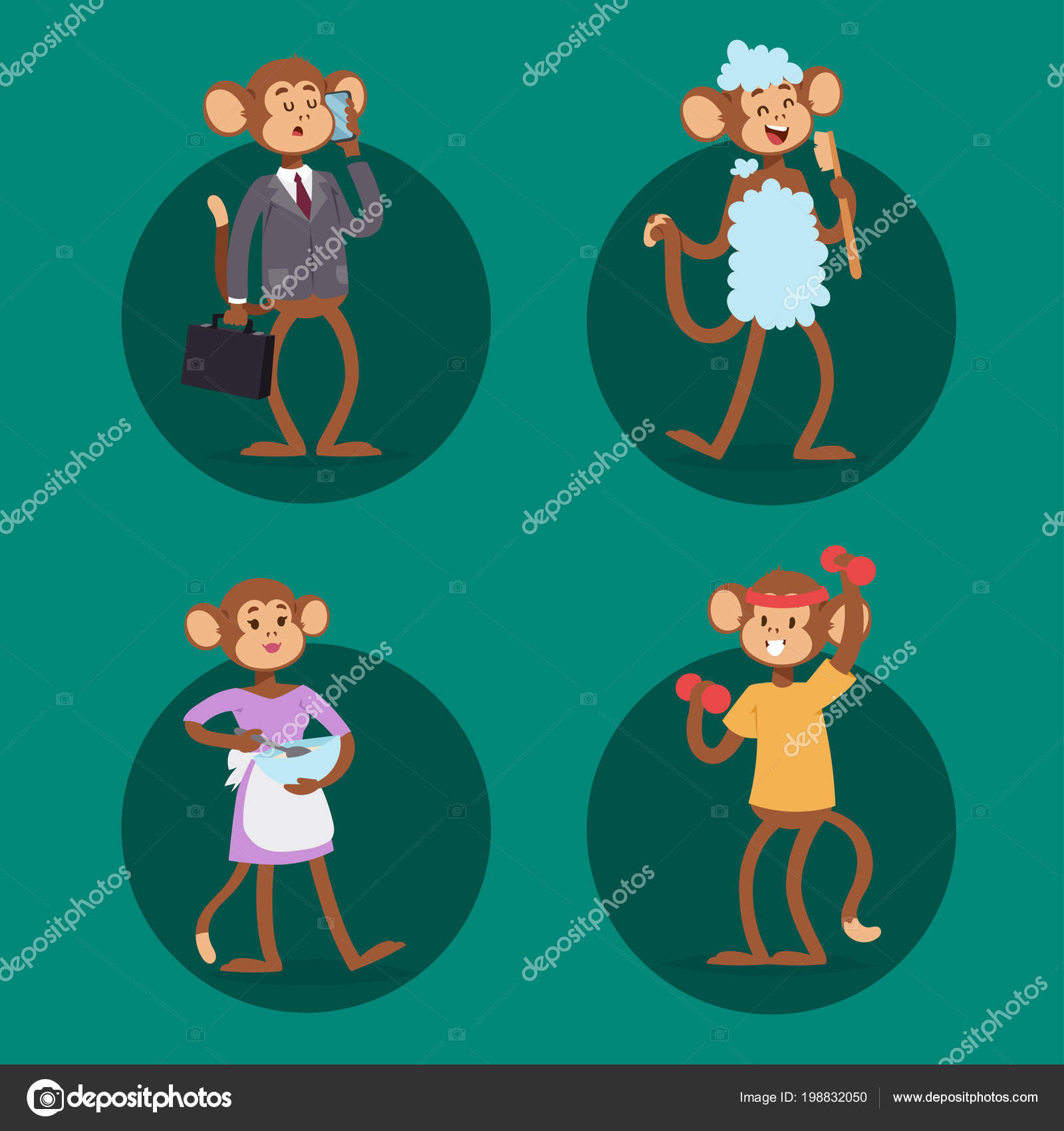 Monkeys rare animal vector cartoon macaque like people nature primate ...