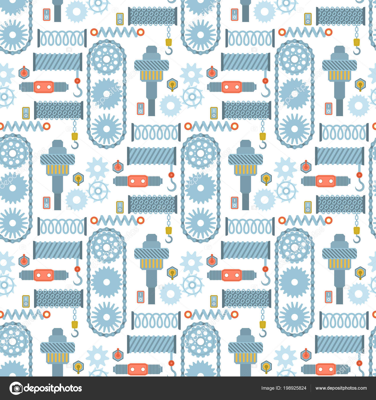 Machine parts mechanism vector mechanical manufacturing work seamless ...