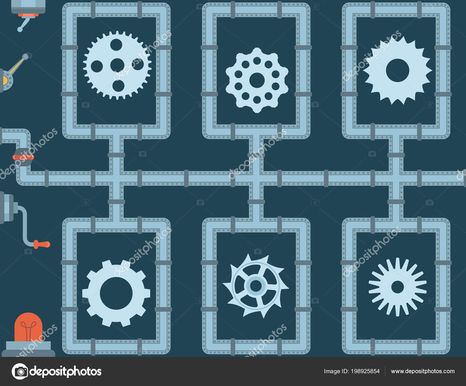 Machine parts different mechanism vector mechanical manufacturing work ...