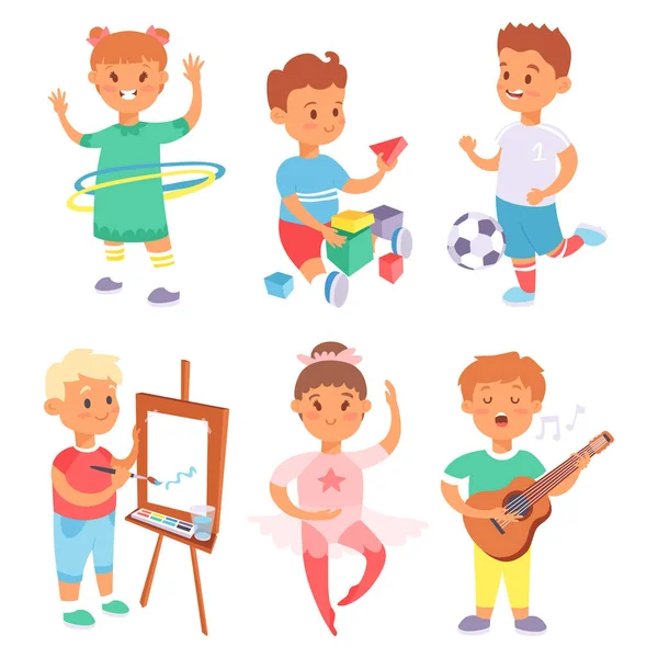 Children playing vector different types of home games little kids play ...