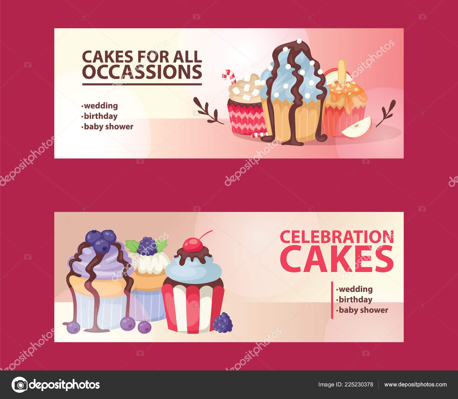 Cupcake poster design bakery cake dessert card vector illustration ...