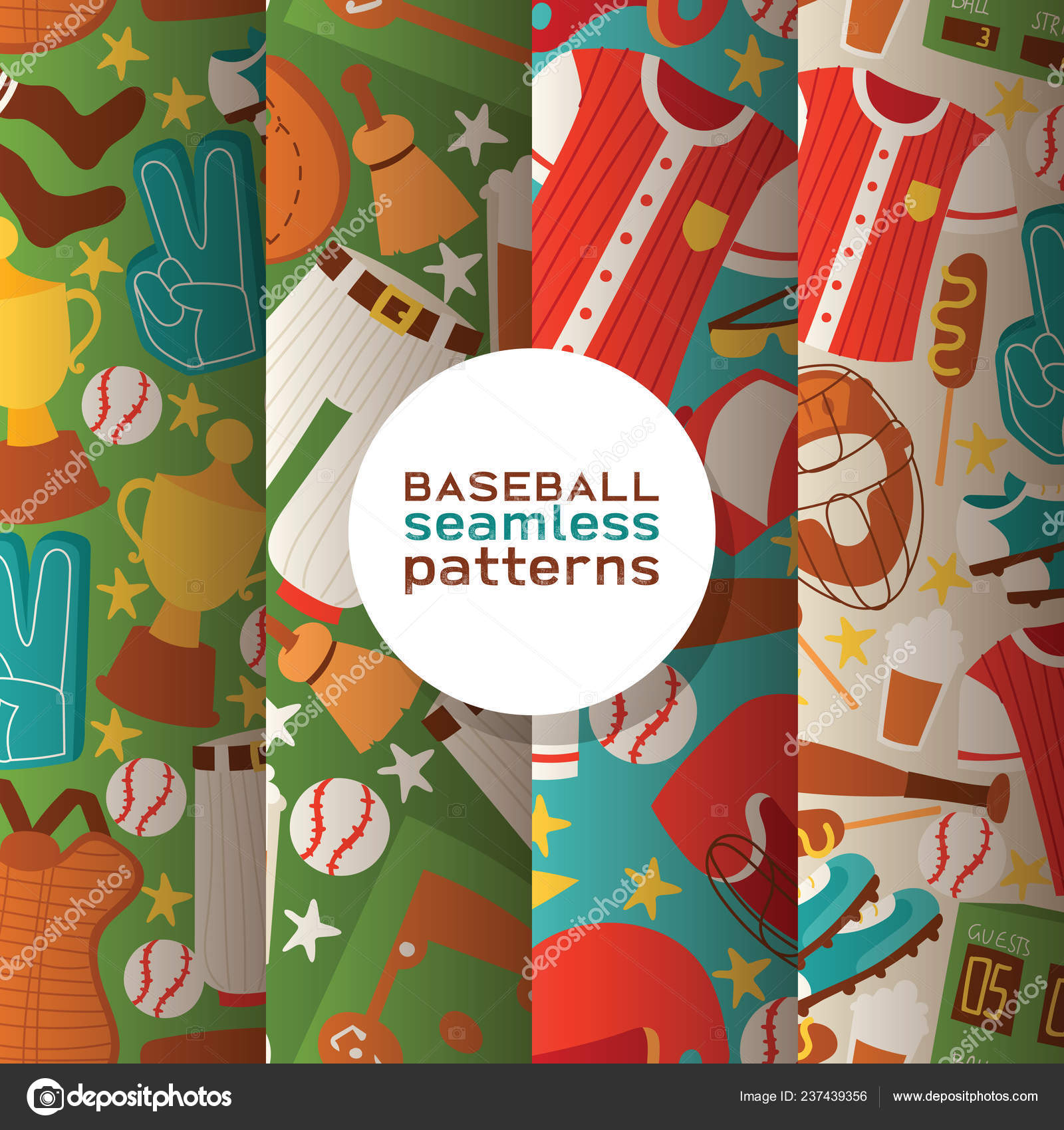 Baseball vector seamless pattern catchers sportswear and batters ...