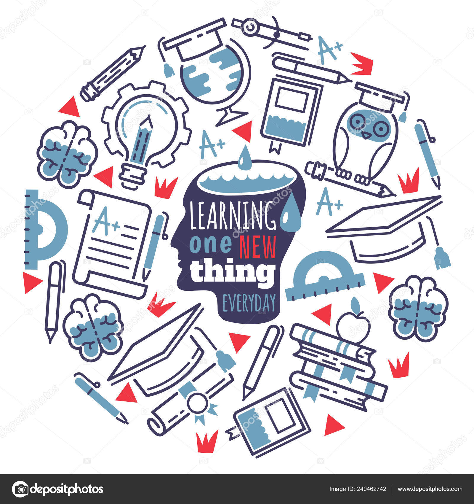 Educational concept vector illustration. Learning one new thing ...