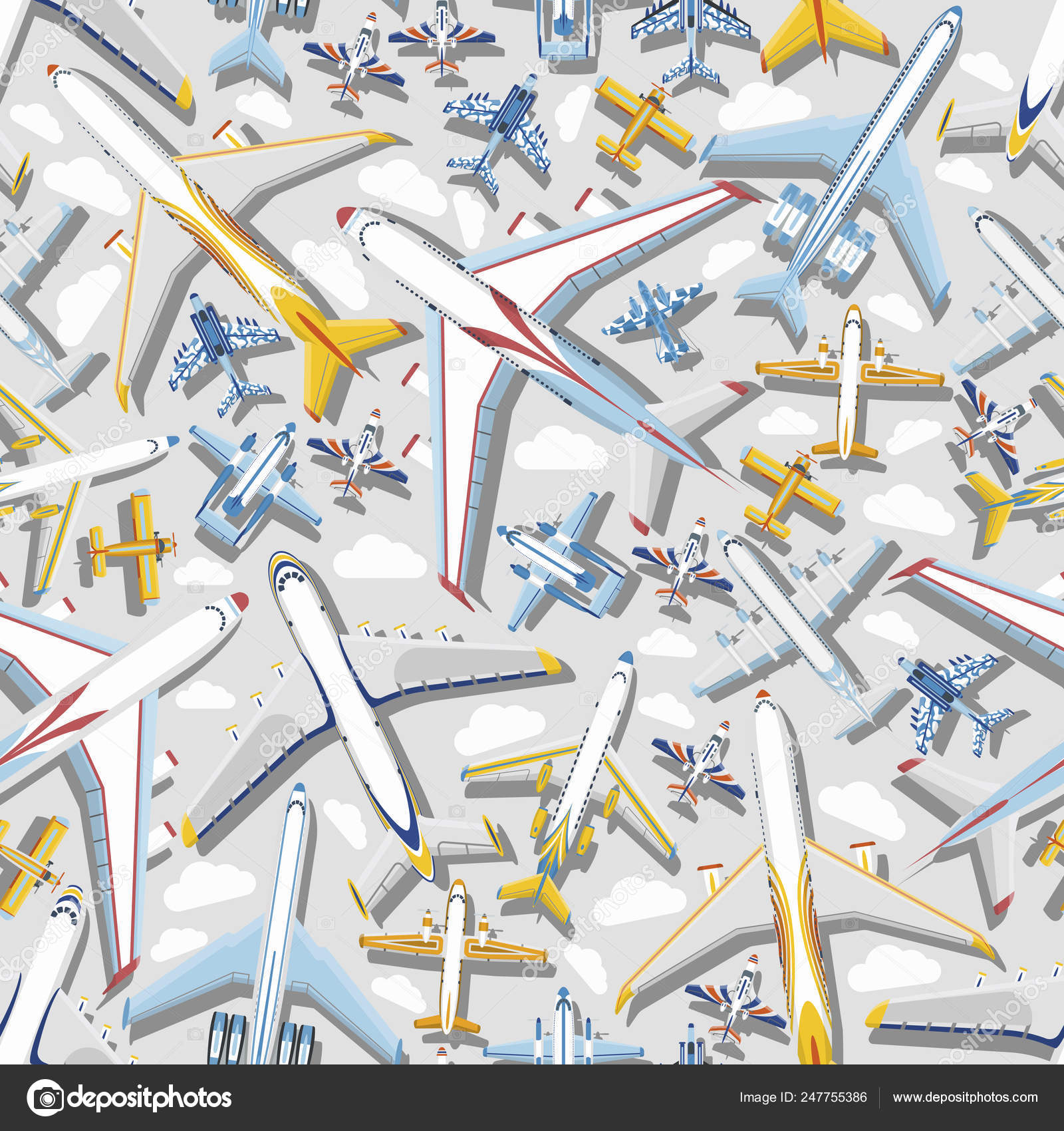 Plane seamless pattern vector aircraft airplane jet flight ...