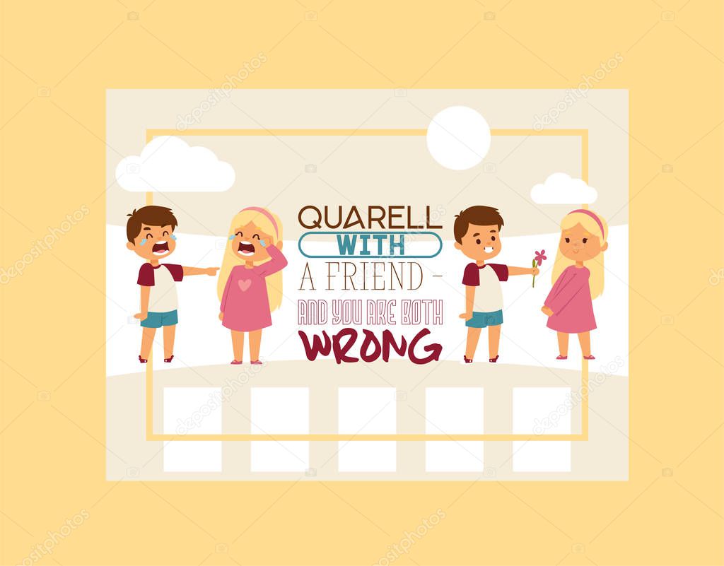 Perdóname vector niño carácter y niños en disputa perdonar perdón ...