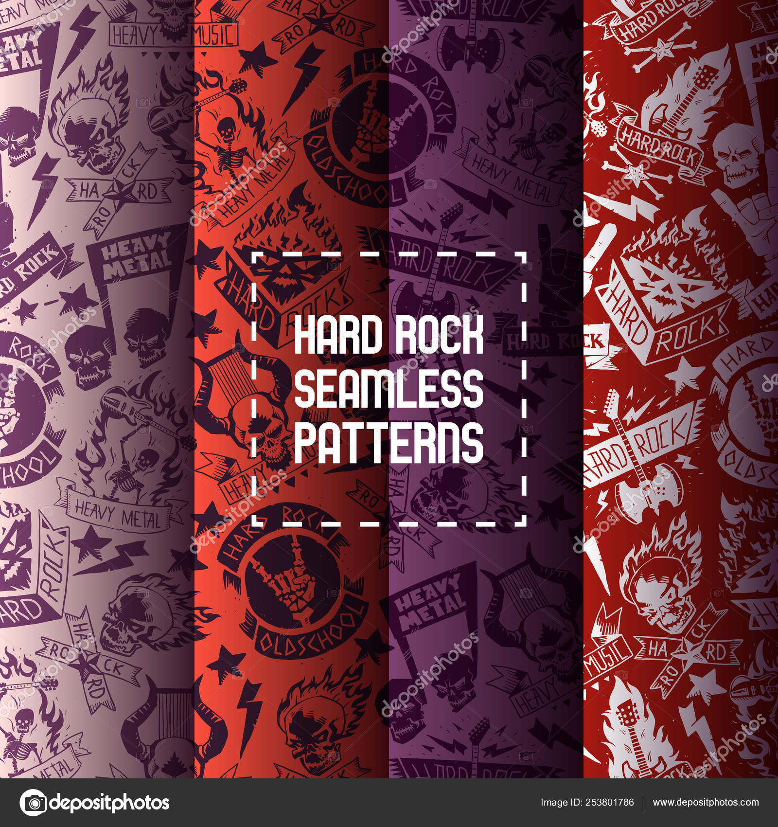 Heavy metal seamless pattern vector rock music design musical festival ...