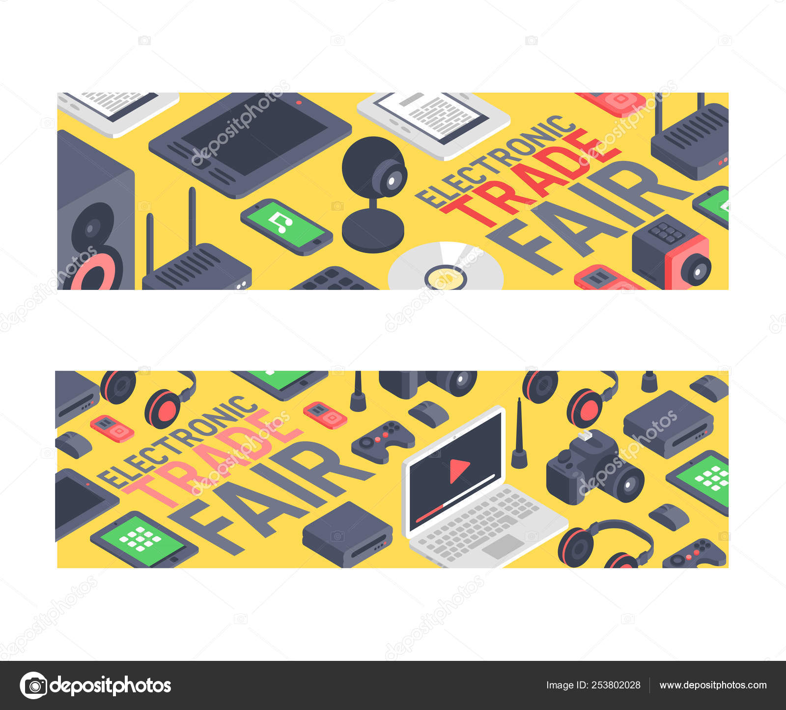 Gadget pattern vector digital device with display of laptop tablet ...