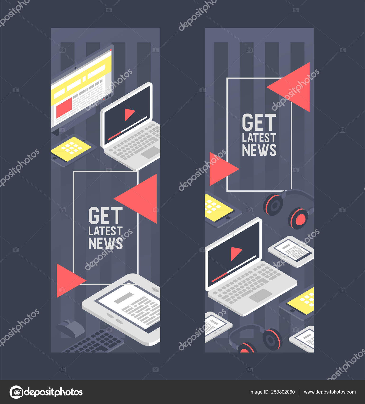 Gadget pattern vector digital device with display of laptop tablet ...