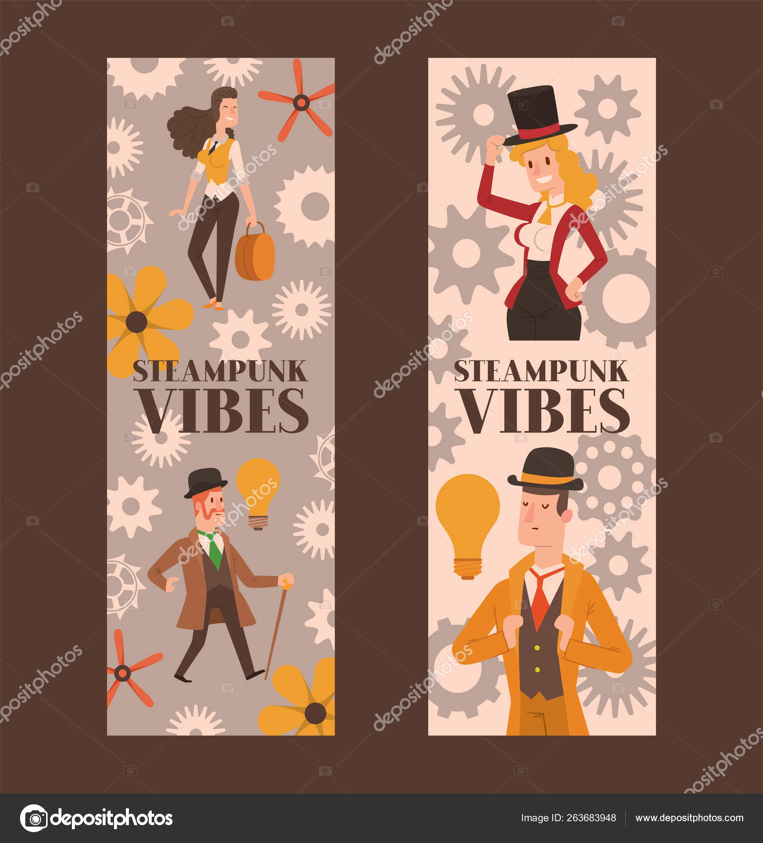 Victorian people vector gentleman in hat and woman character in vintage ...