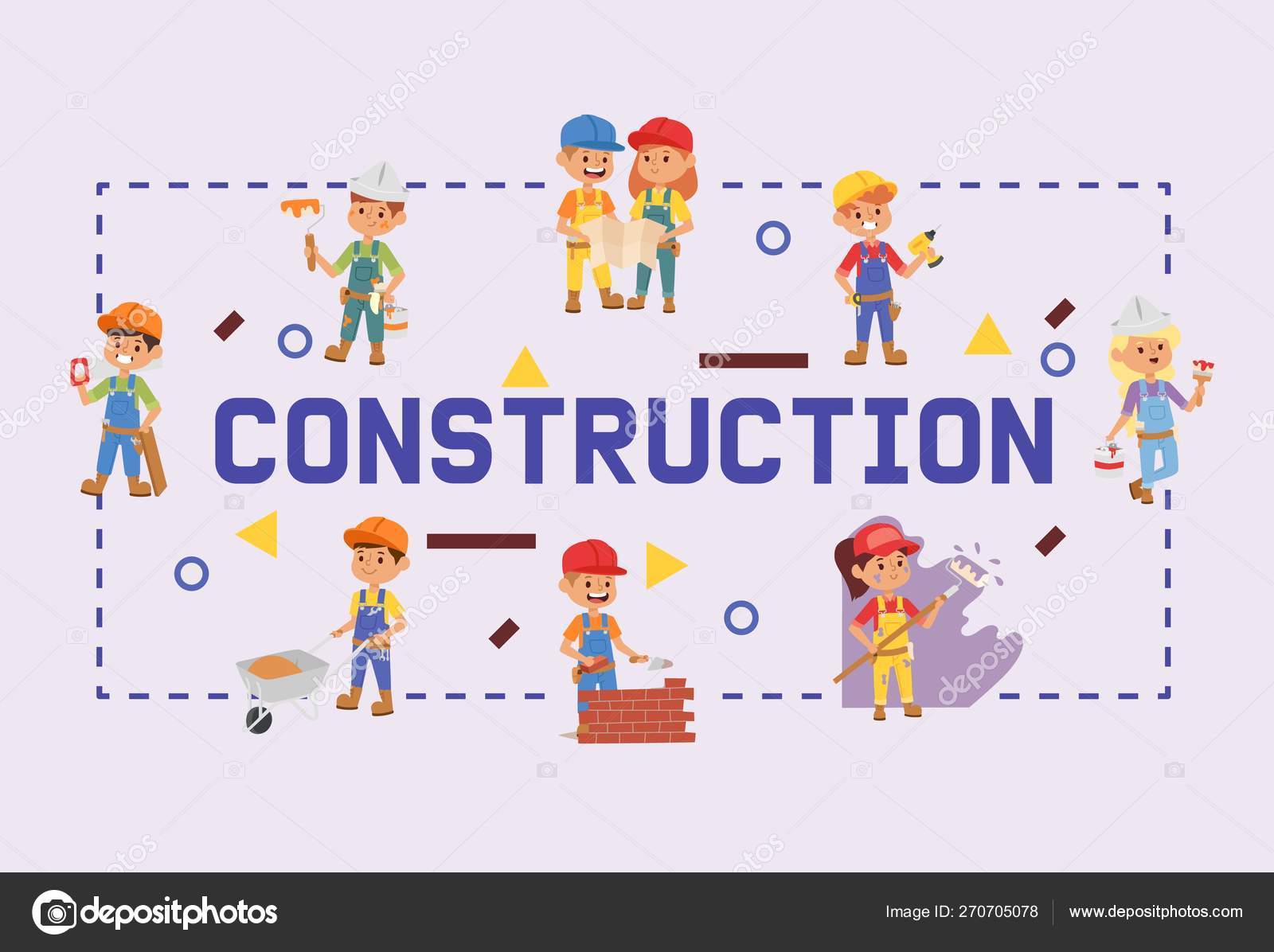 Builder vector constructor children character building construction ...
