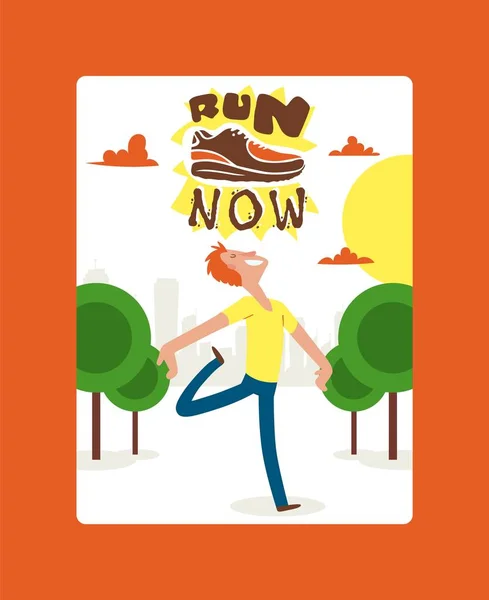 Run now banner, poster vector illustration. Creative sport running ...