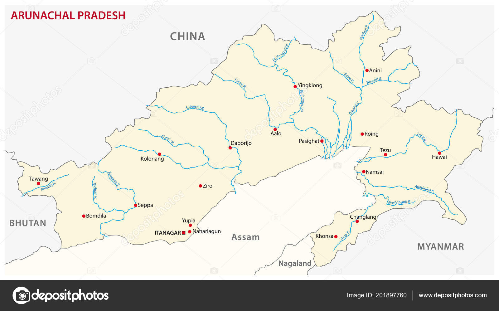 Arunachal Pradesh Vector Map India Stock Vector Image by ©Lesniewski ... Arunachal Pradesh Vector Map India Stock Vector Image by ©Lesniewski ...