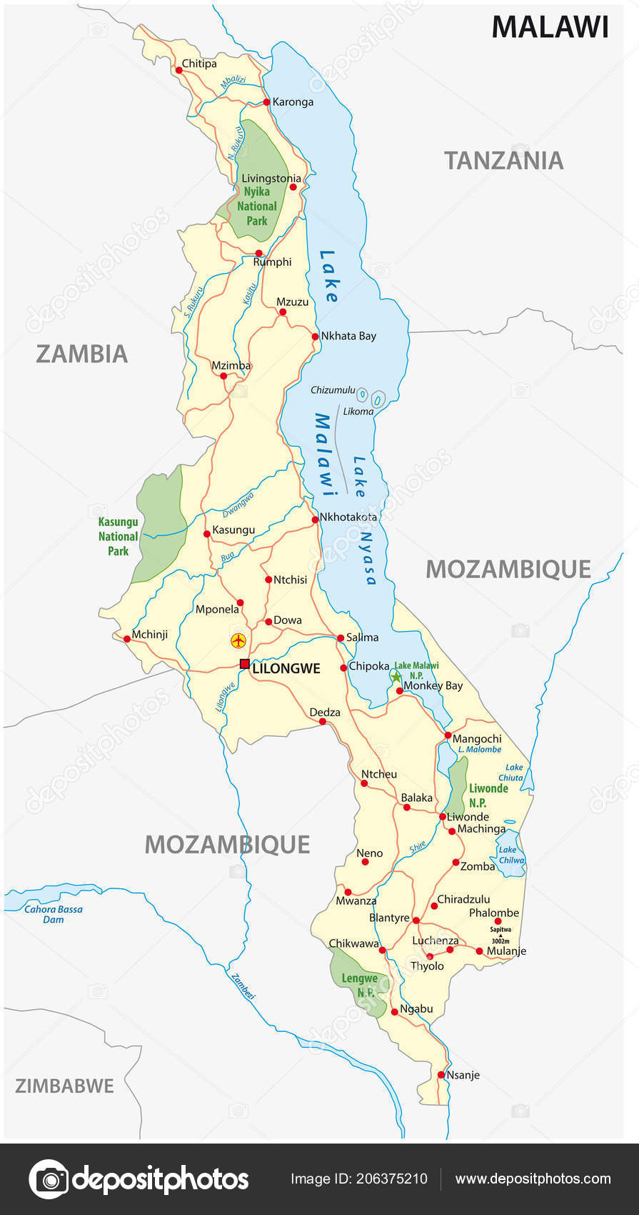 Political Map Of Malawi