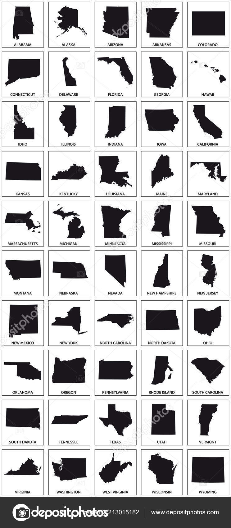 Black Silhouette Maps States Stock Vector by ©Lesniewski 213015182