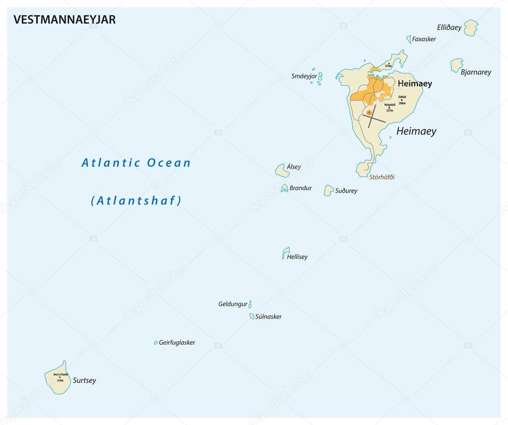 mapa vectorial del archipiélago islandés del Vestmannaeyjar. 2024