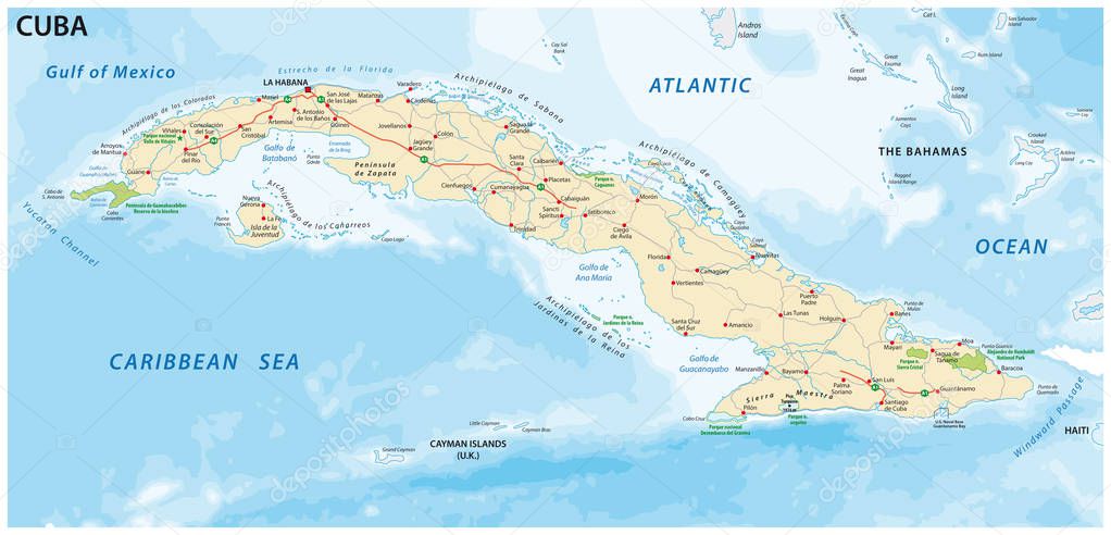 camino de cuba y mapa vectorial del parque nacional. 2024