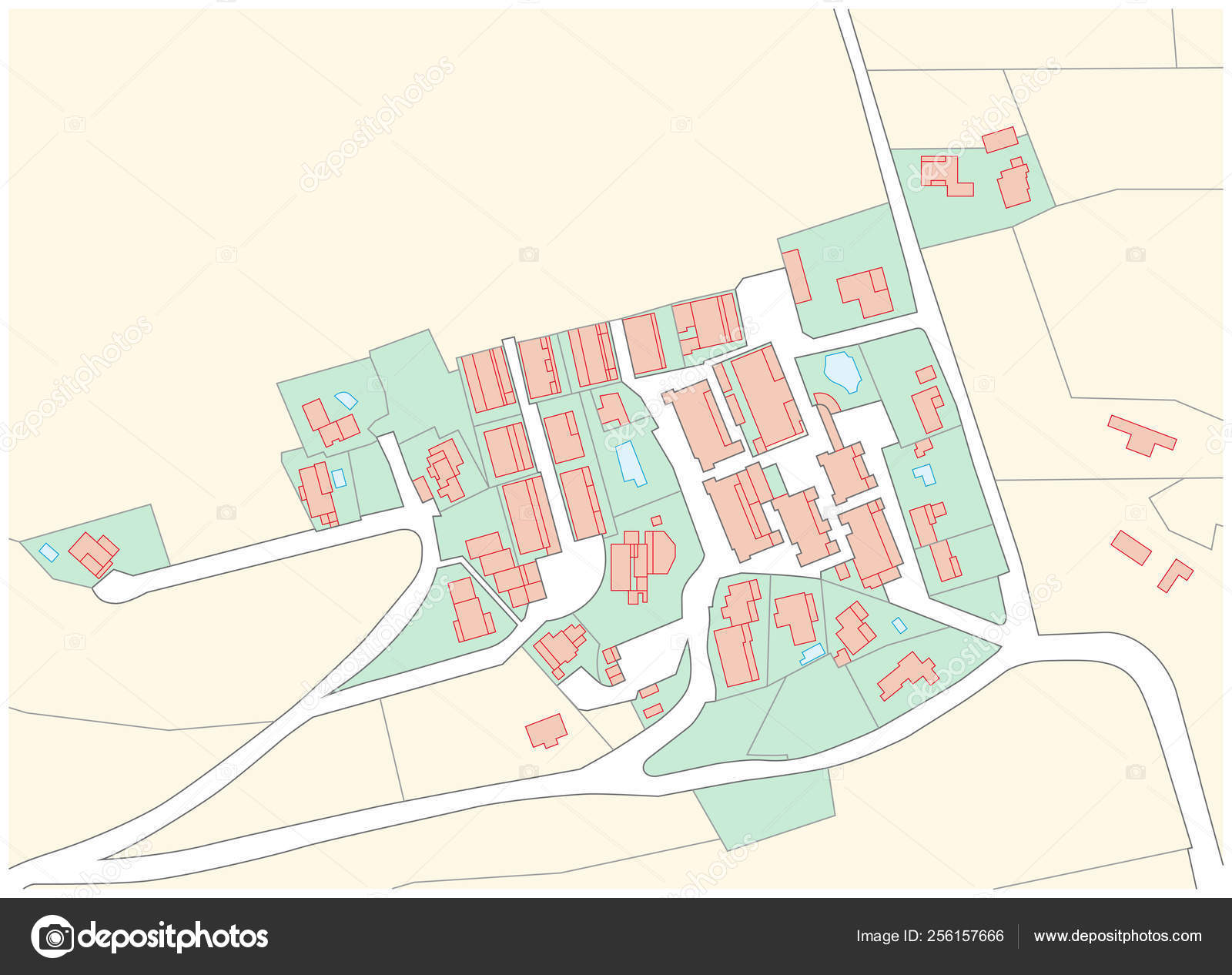 Mapa catastral imaginario de una zona con edificios y calles Vector de ...