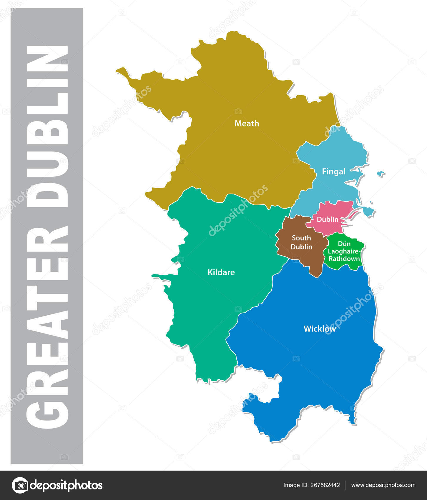 Colorido mapa administrativo y político del área metropolitana de ...