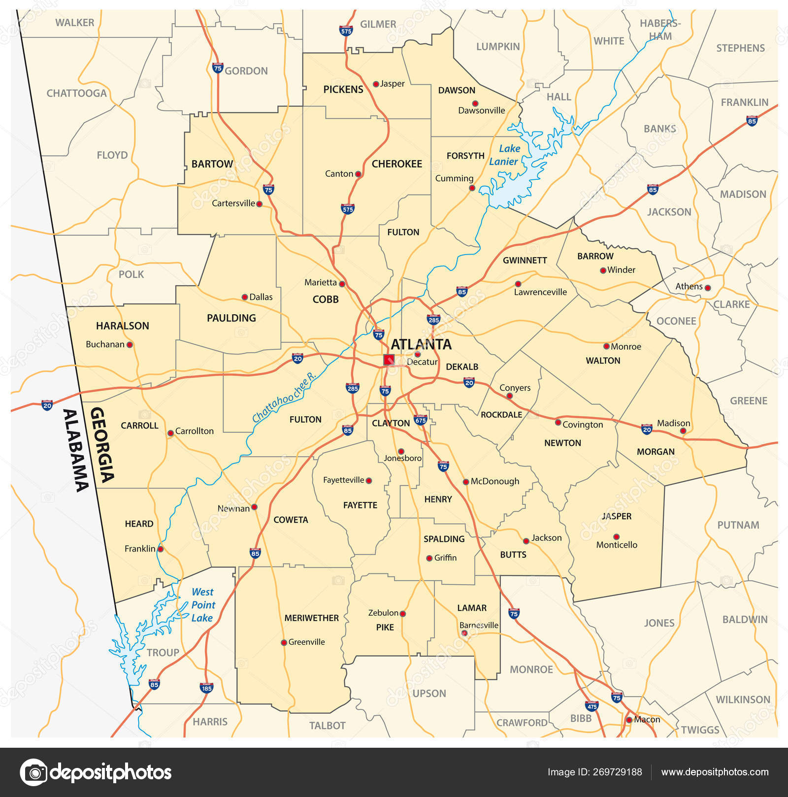 Hoja de ruta administrativa del área metropolitana de atlanta georgia ...