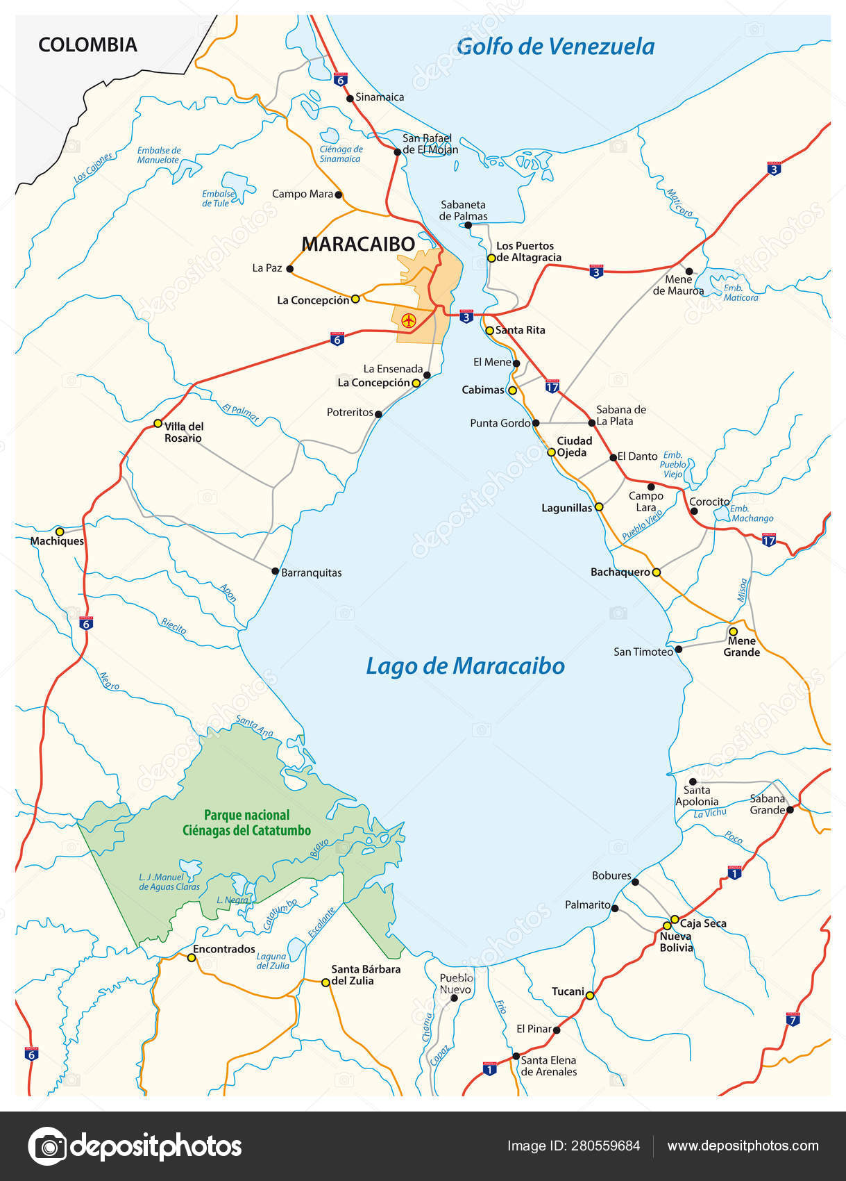 Mapa De La Ciudad Del Lago Por Lagos Y Ríos De América Del Norte,