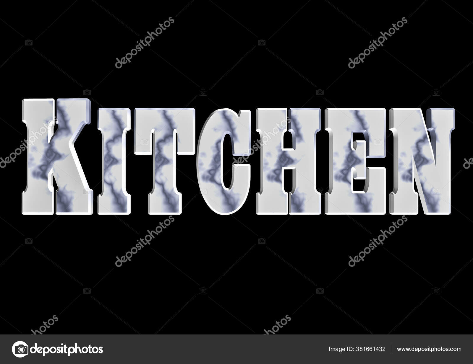 Kitchen Word Art White Marble Isolated Black — Stock Photo © Raydar ...