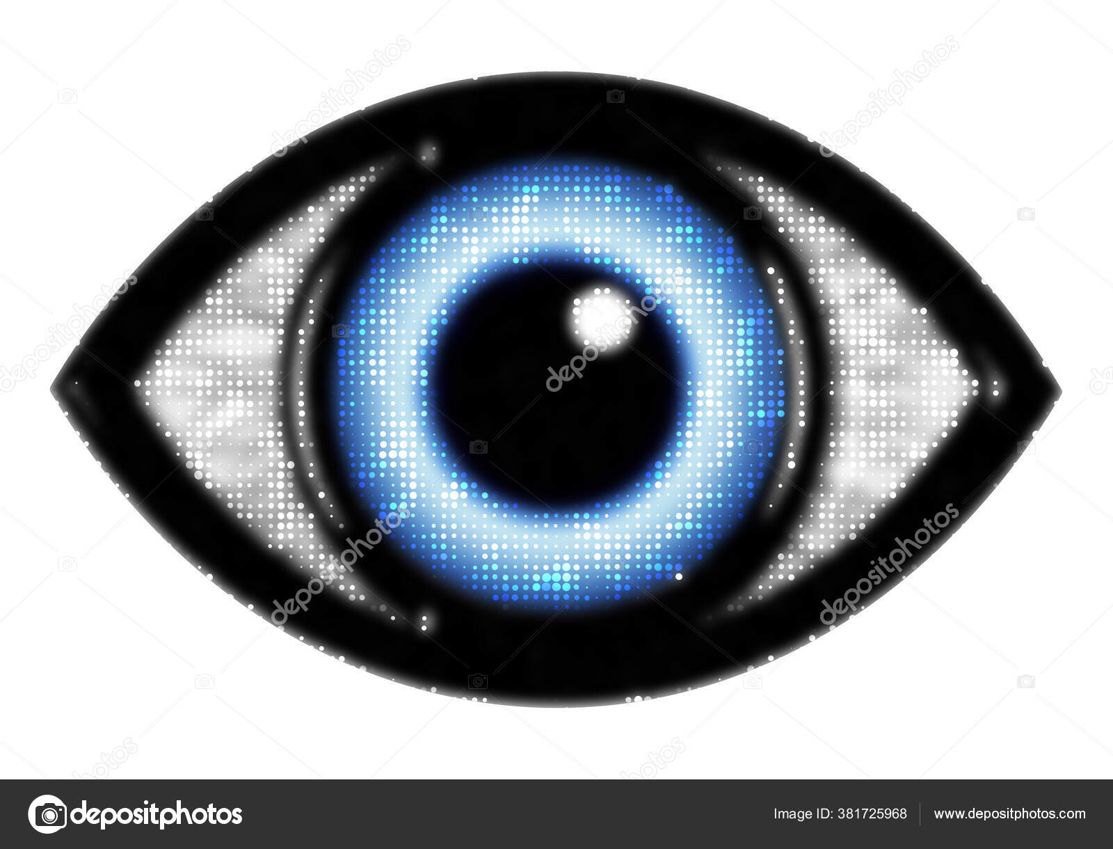 Eye Icon Blue Eyeball Halftone Effect Isolated White — Stock Photo ...