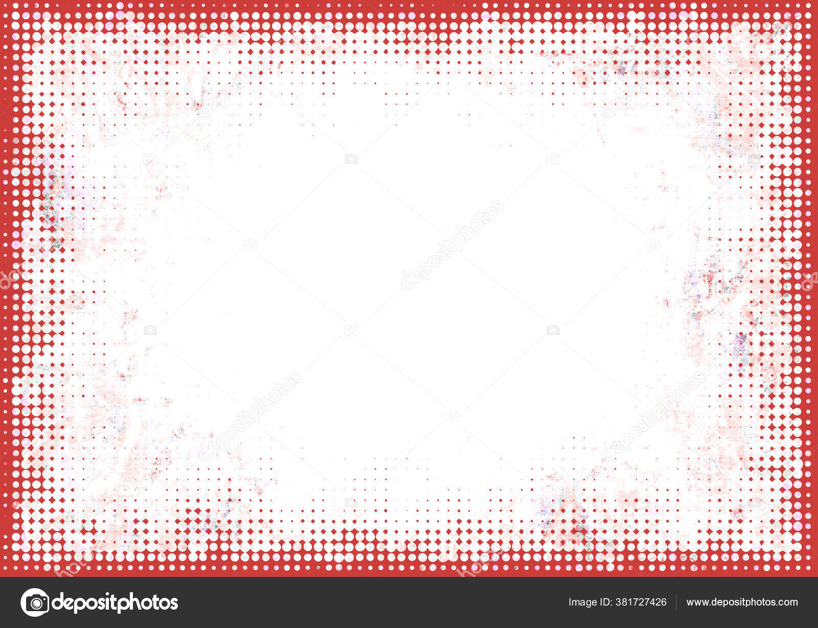 Faded Grunge Frame Background Red White Halftone Effect Copy Space ...