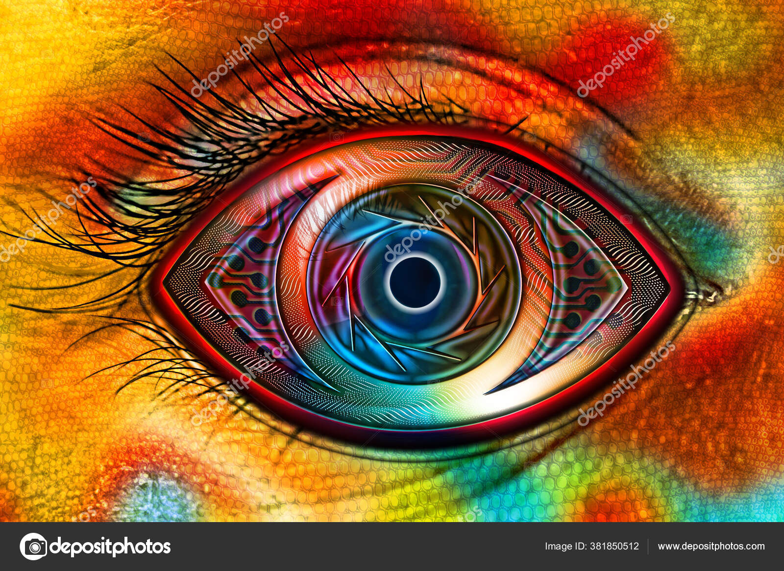 Olho De Robo A Cyberpunk Robot With Glowing Blue Eyes In A Night City.