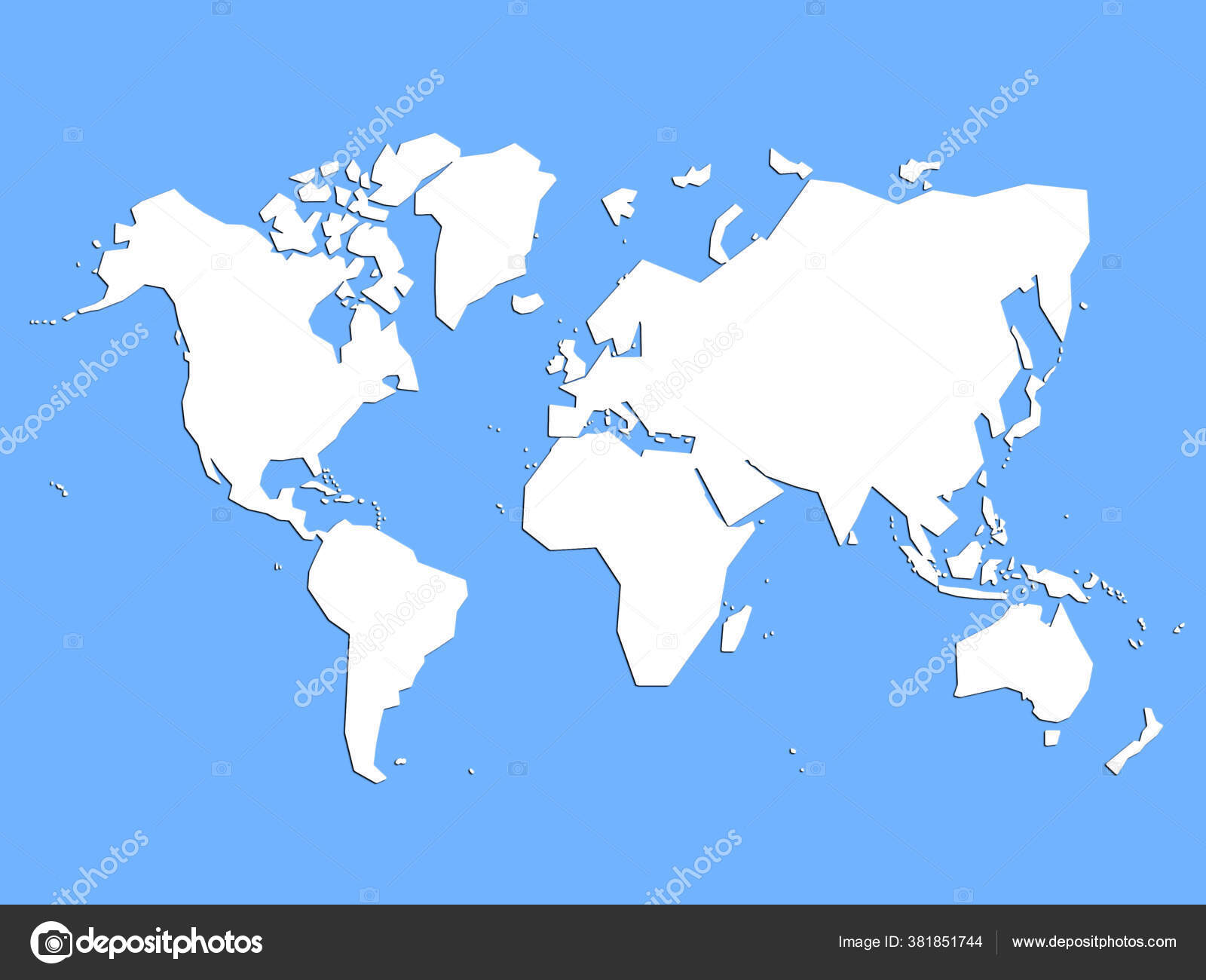 Simple Schematic Map World White Blue Educational Purpose — Stock Photo ...