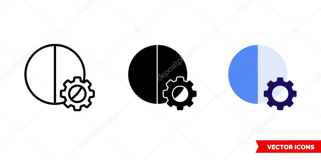 Icono de contraste automático de 3 tipos. Signo vectorial aislado ...