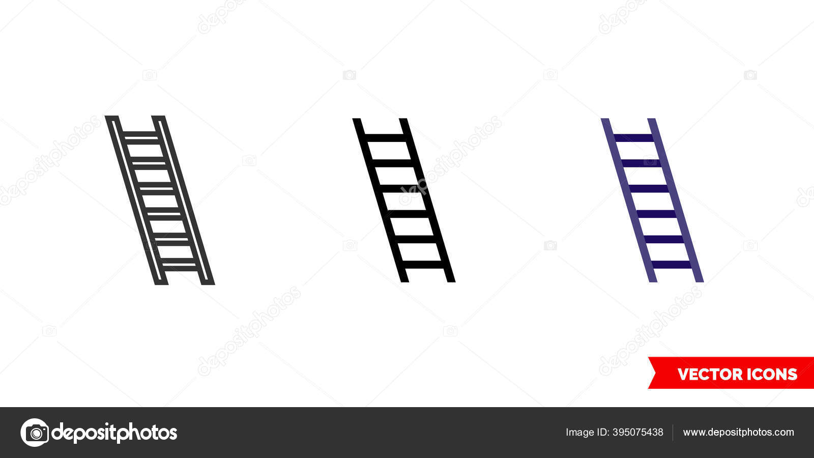 Ladder icon of 3 types. Isolated vector sign symbol. Stock Vector by ...
