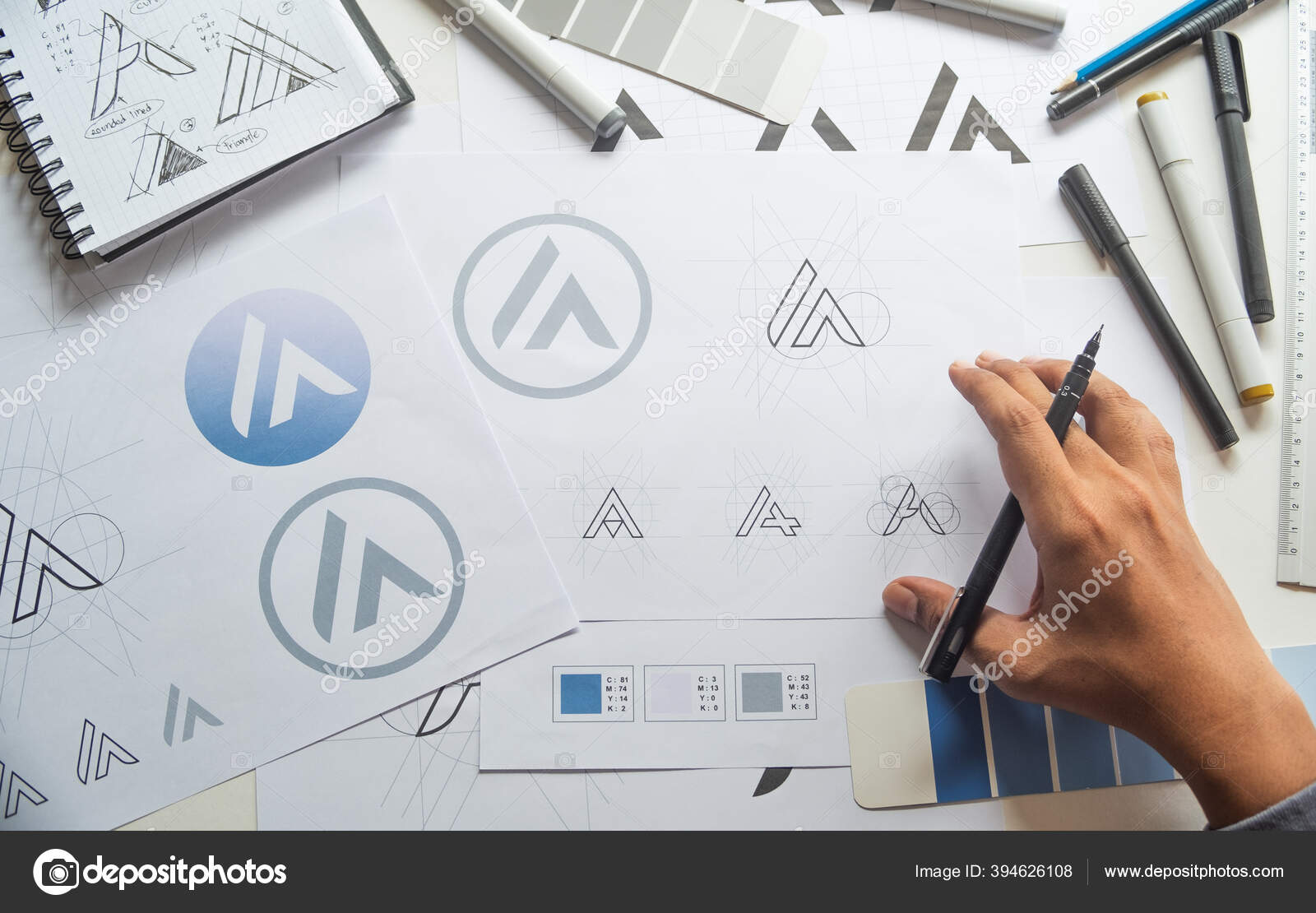 Graphic Designer Development Process Drawing Sketch Design Creative ...