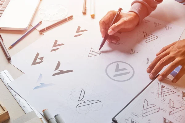 Graphic Designer Development Process Drawing Sketch Design Creative ...