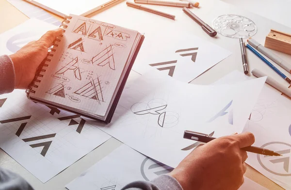 Graphic Designer Development Process Drawing Sketch Design Creative ...