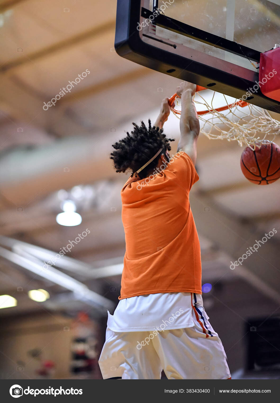 Boys Making Amazing Athletic Plays Basketball Game Slam Dunking ...