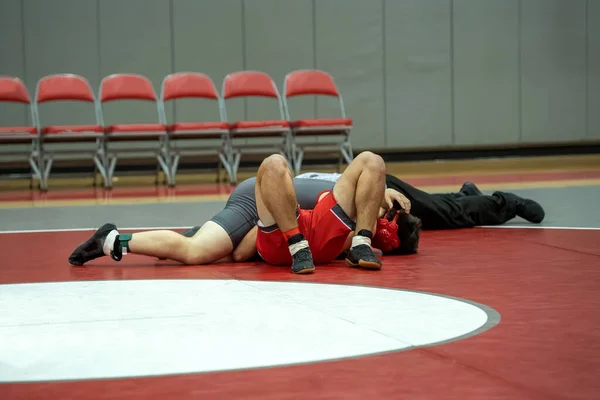 Athletic Male Wrestlers Competing Wrestling Meet Stock Photo by ...
