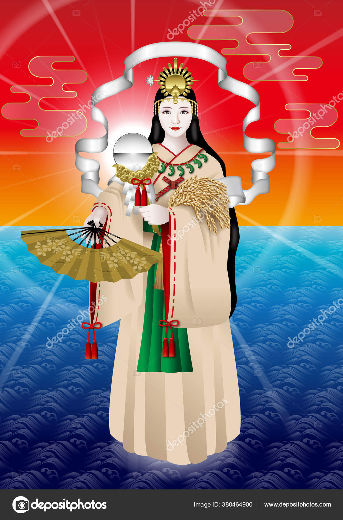 Illustration Amaterasu Okami Amaterasu Omikami Sun Goddess She Central ...