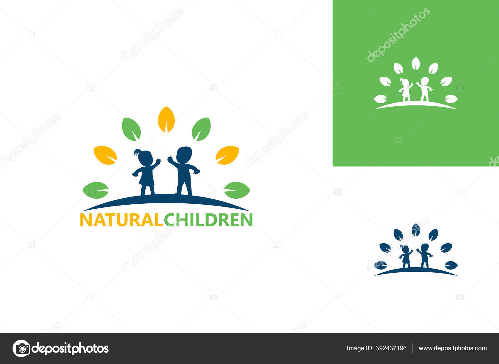 Nature Children Logo Template Design Vector Emblem Design Concept ...