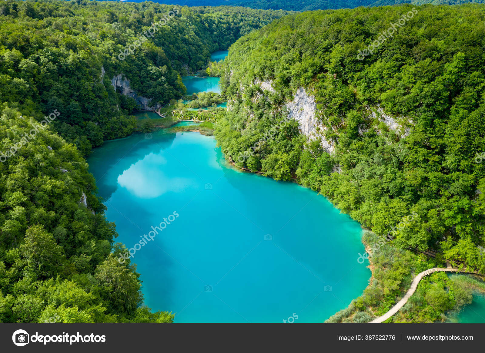 Vista Aérea Los Lagos Parque Nacional Los Lagos Plitvice Croacia ...